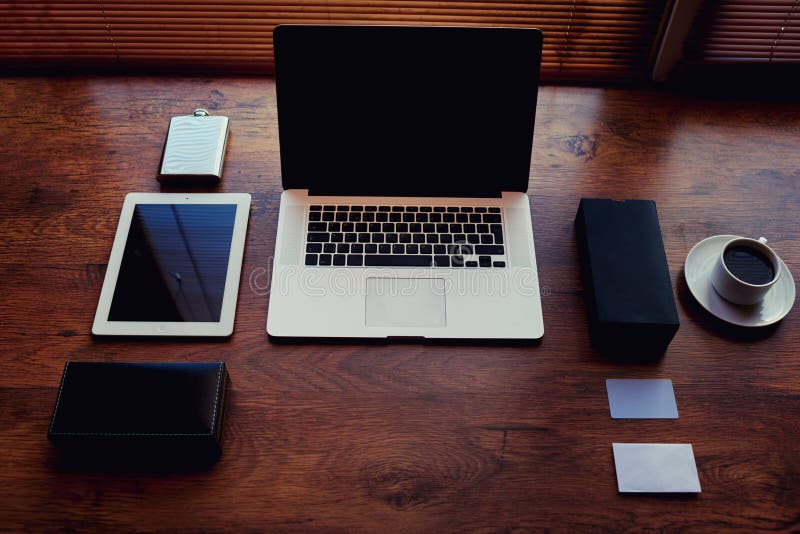 Freelancer Needs Workstation with Accessories and Cup of Coffee Stock ...