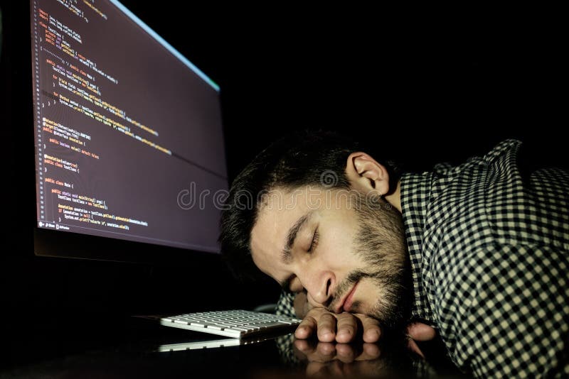 Freelancer Programmer Falling His Face Down Taking a Nap Stock Image ...