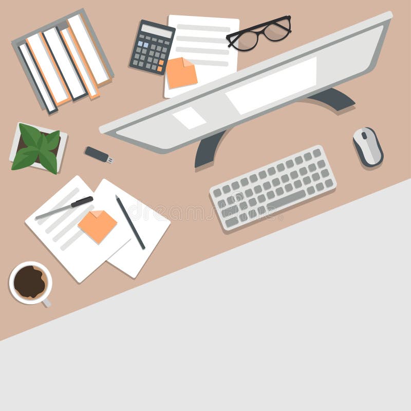 Freelancer S Desktop, Top View. the Concept of Working at Home ...