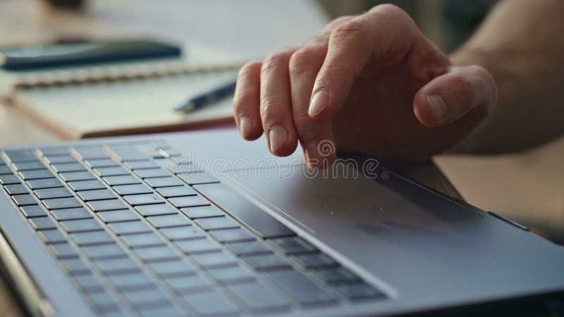 Freelancer Scrolling Touchpad Laptop Working Online at Remote Workplace ...