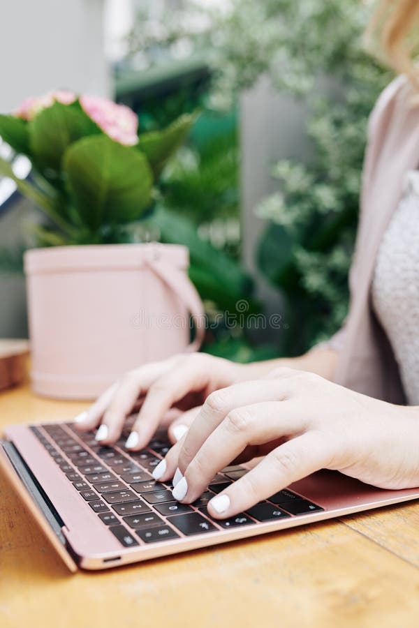Freelancer Typing on Laptop Stock Photo - Image of typing, sitting ...