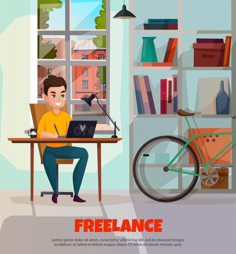 Freelancer Work Cartoon Set Stock Vector - Illustration of business ...
