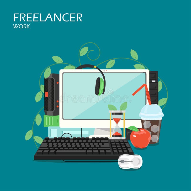 Freelancer Work Vector Flat Style Design Illustration Stock Vector ...