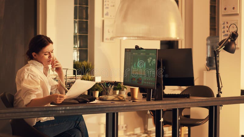 Freelancer Working with Charts and Graphs on Computer Stock Photo ...