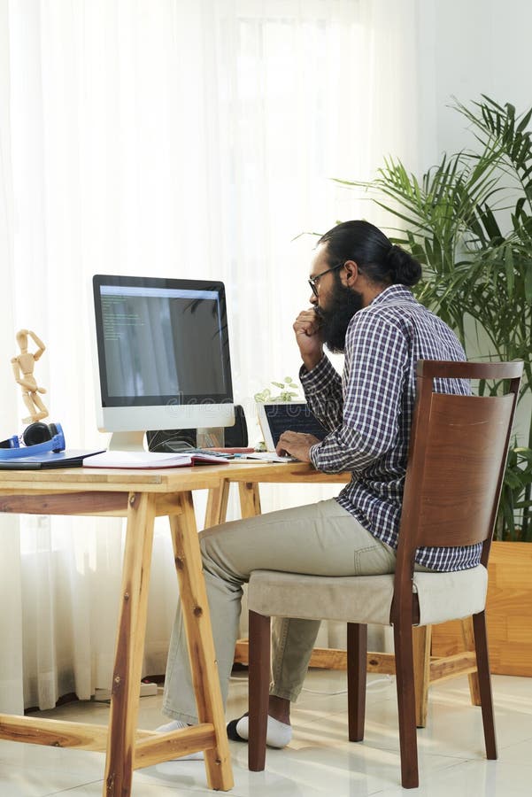 Freelancer Working on Computer at Home Stock Image - Image of ...