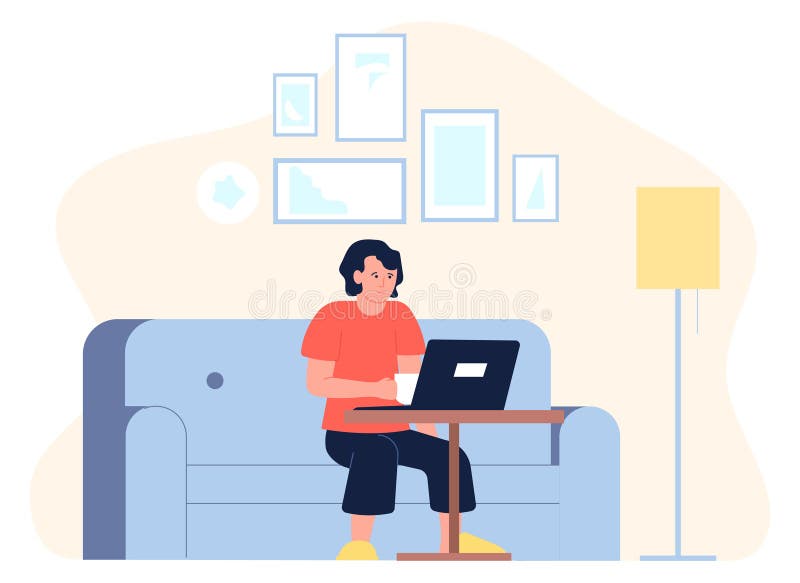 Freelancer Working from Home. Remote Job Concept Stock Vector ...
