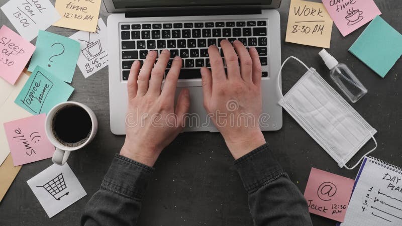 Freelancer Works on a Desktop Computer, Top View Stock Footage - Video ...