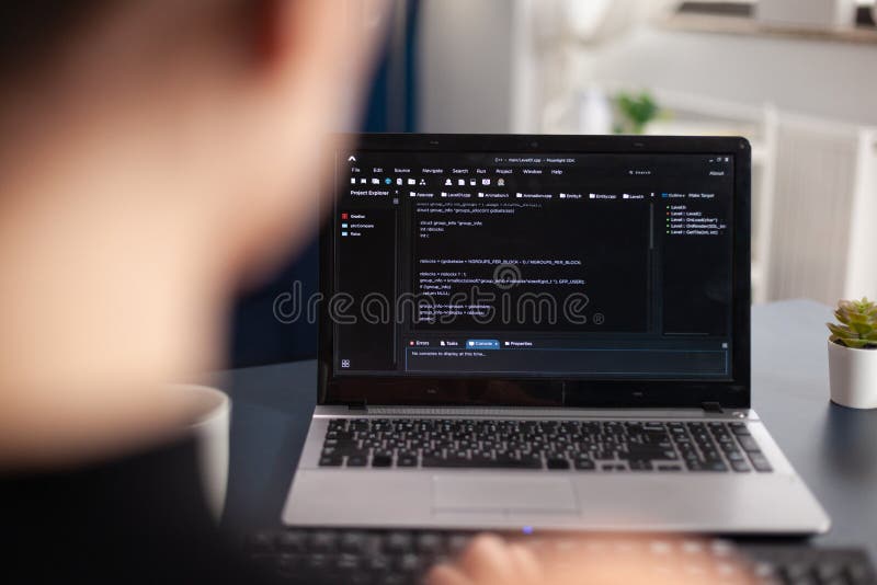 Freelancer Writing Code On Laptop Using Keyboard Stock Image Image Of Monitor Programmer