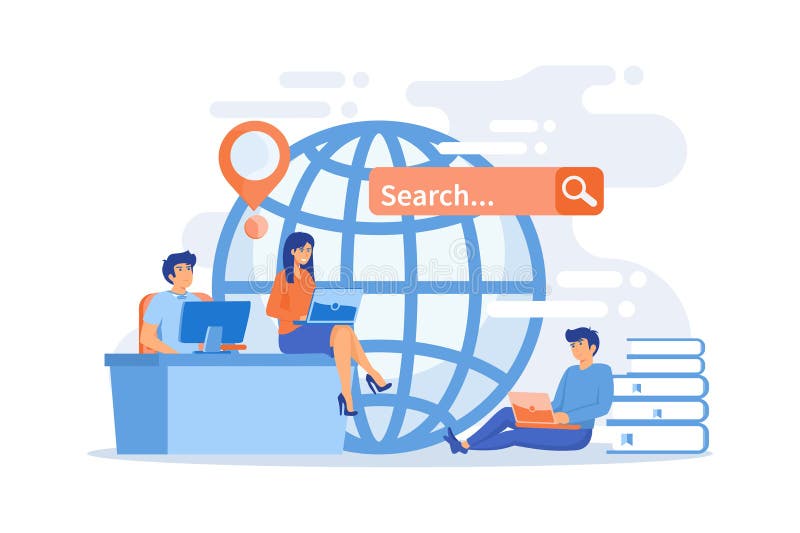 Laptops and World Map with Connection Points in Stock Illustration ...