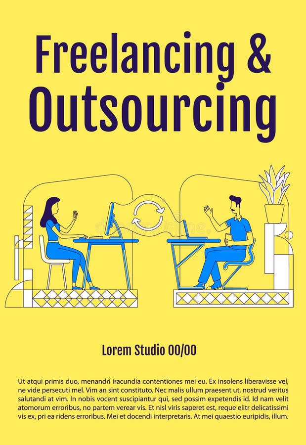 Freelancing and Outsourcing Poster Flat Silhouette Vector Template ...