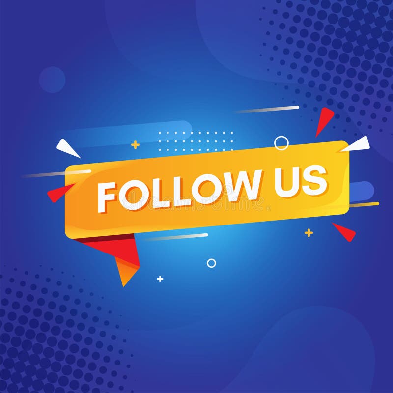 Flat Follow Us with a Blue Background Stock Vector - Illustration of ...