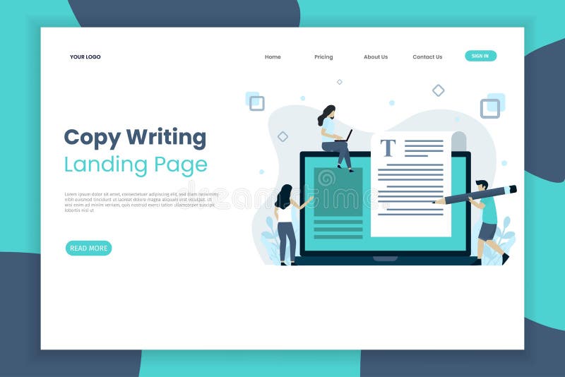 Creative Copy Writing Landing Page Website Template Stock Vector ...