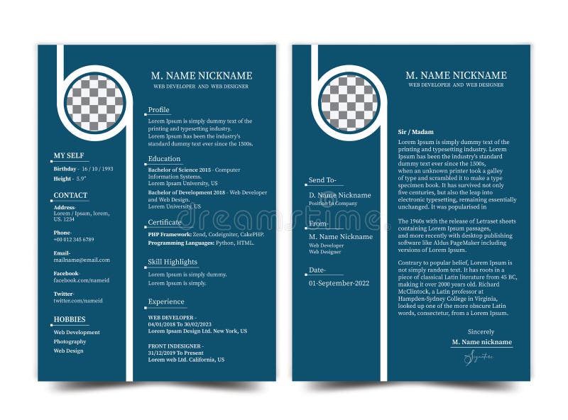 Web Developer Resume and Cover Letter Template Stock Vector ...