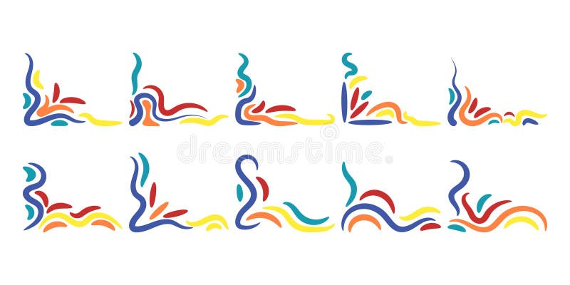 Retro Corner Frame Floral Line Accent Element Set Stock Vector ...