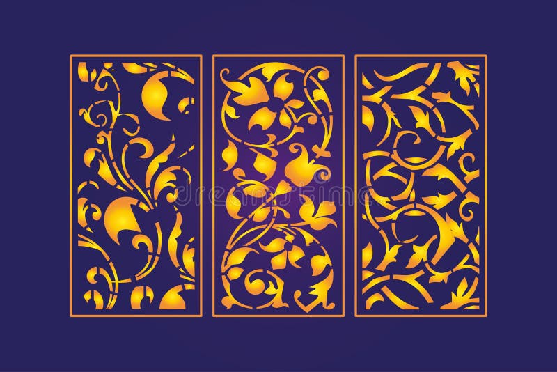 Decorative Laser Cut Floral Panels Vector Template - Seamless Abstract ...
