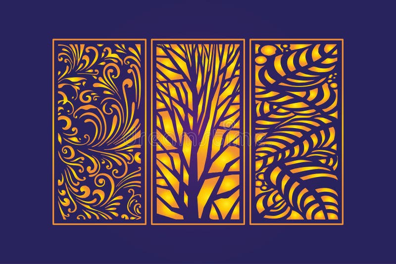 Decorative Laser Cut Floral Panels Vector Template - Seamless Abstract ...