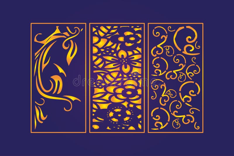 Decorative Laser Cut Floral Panels Vector Template - Seamless Abstract ...