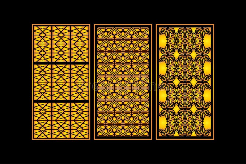 Decorative Laser Cut Abstract Panel Vector Set - Seamless Ornate Die ...