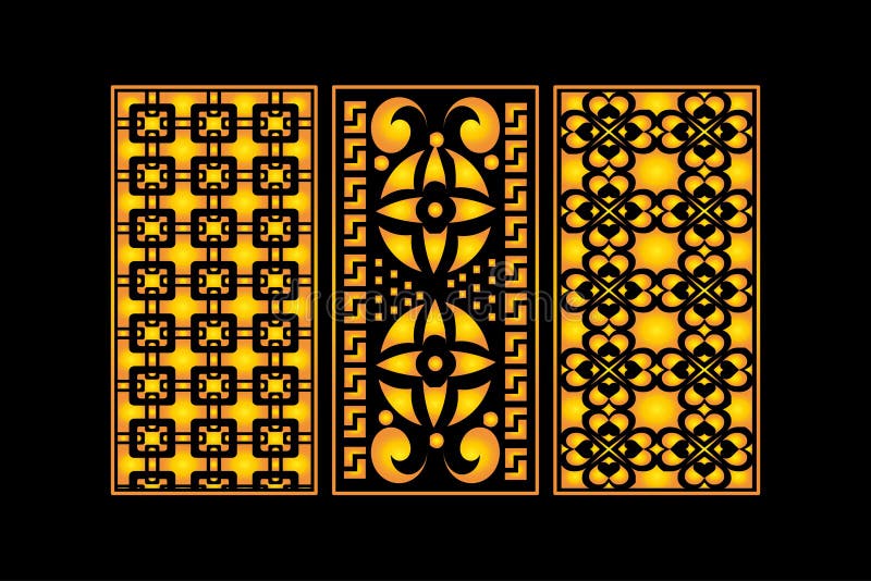 Decorative Laser Cut Abstract Panel Vector Set - Seamless Ornate Die ...