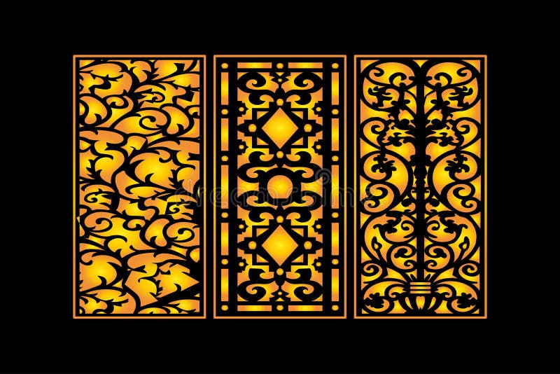 Decorative Laser Cut Abstract Panel Vector Set - Seamless Ornate Die ...