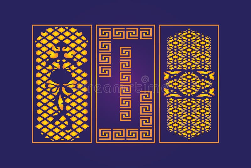Decorative Laser Cut Abstract Panel Vector Set - Seamless Ornate Die ...