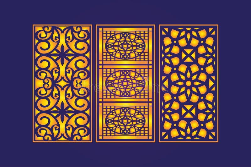 Decorative Elegance Set of 3 Organic & Geometric Laser Cut Panels Leafy ...