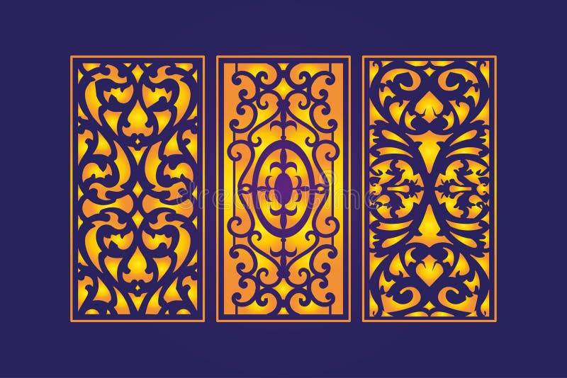Set of 3 Abstract Islamic Laser Cut Panels Organic Waves, Mandala ...