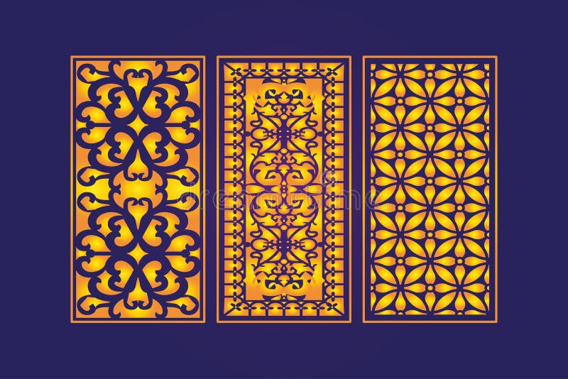 Set of 3 Delicate Floral Laser Cut Panels Abstract Swirls, Branch ...