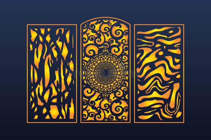 Set of 3 Abstract Islamic Laser Cut Panels with Arabesque & Geometric ...