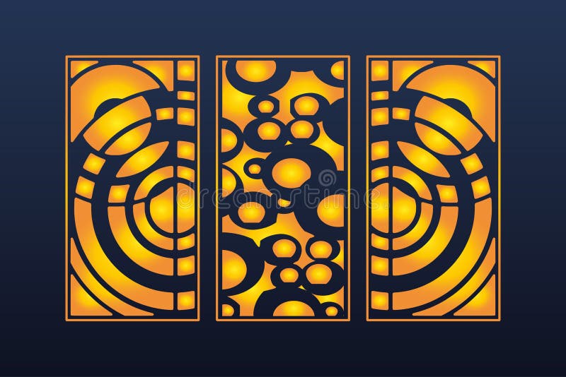 Art Deco Golden Circle Panels Abstract Geometric Metal Grille Designs ...