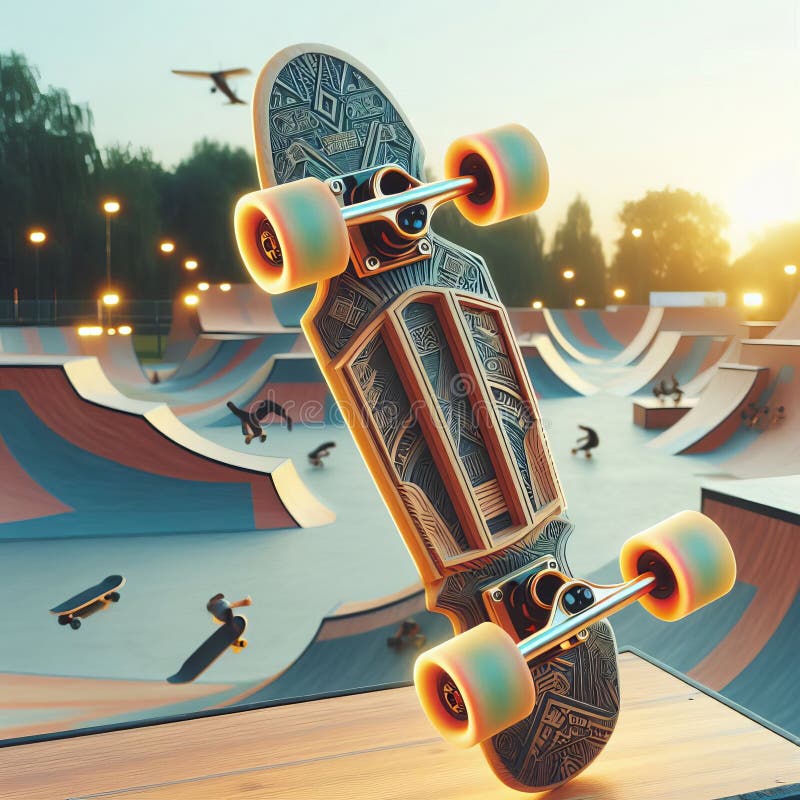 Freeride Penny Board a High Flying Freeride Penny Board Display Stock ...