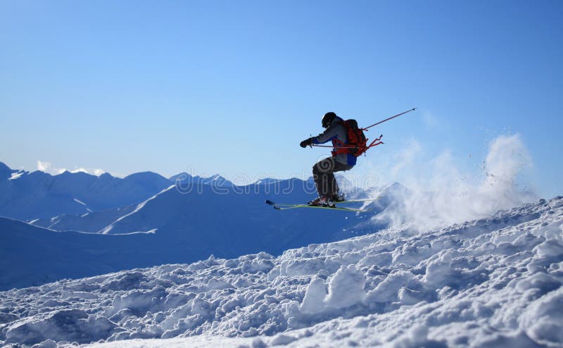 Freeride ski jumping stock photo. Image of mount, backcountry - 10468836