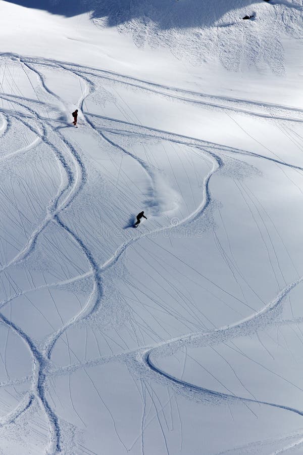 Freeride, Tracks on a Slope Stock Image - Image of blue, hobbies: 36365265