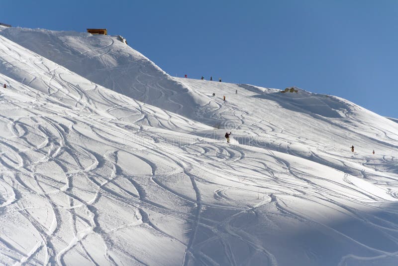 Freeride, Tracks on a Slope Editorial Stock Image - Image of motion ...