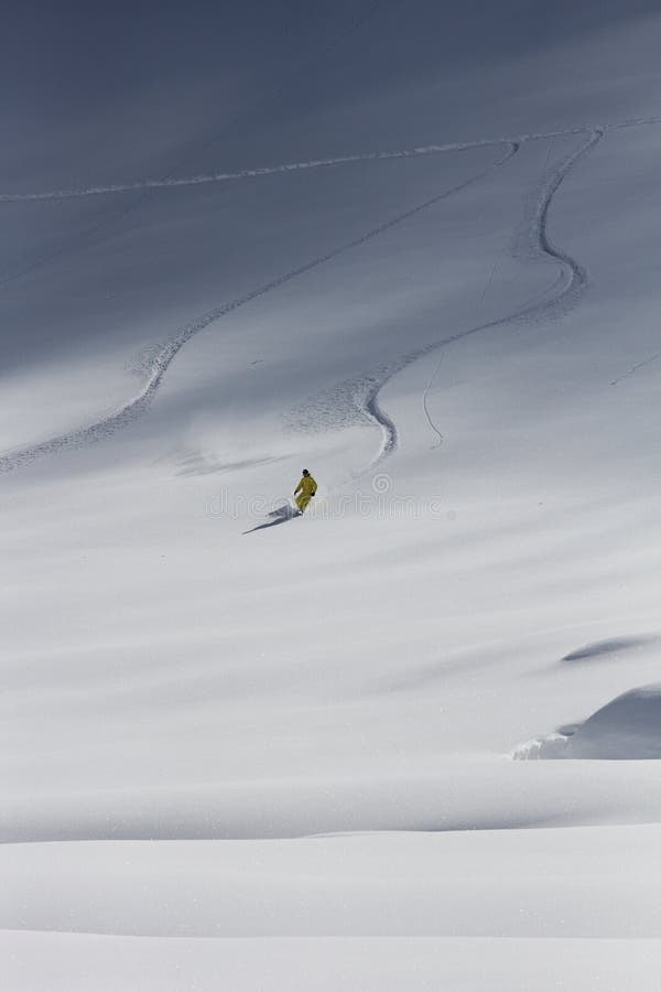Freeride, Tracks on a Slope Stock Image - Image of alpine, freeride ...