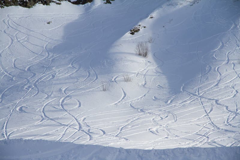 Freeride, Tracks on a Slope. Stock Image - Image of moving, season ...