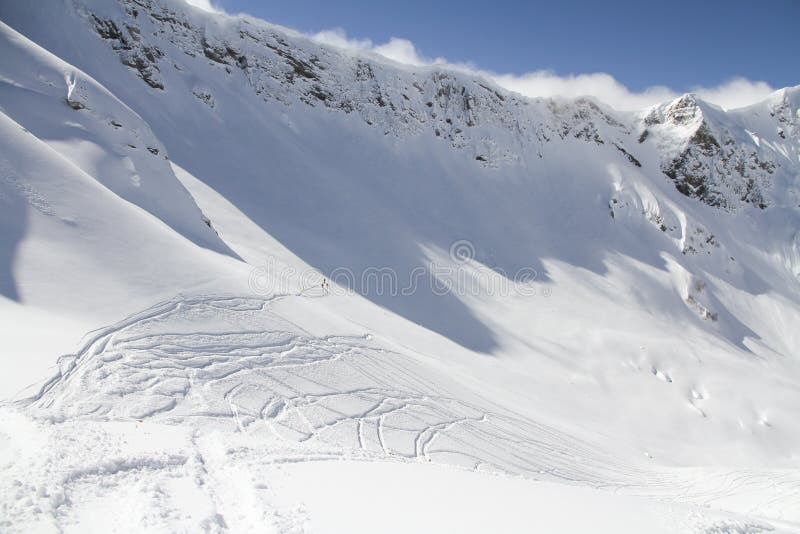 Freeride, Tracks on a Slope Stock Photo - Image of freedom, freerider ...
