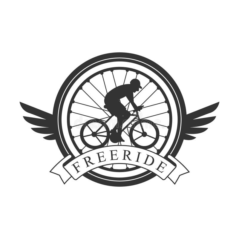 Freeride Vintage Label. Black and White Vector Illustration Stock ...