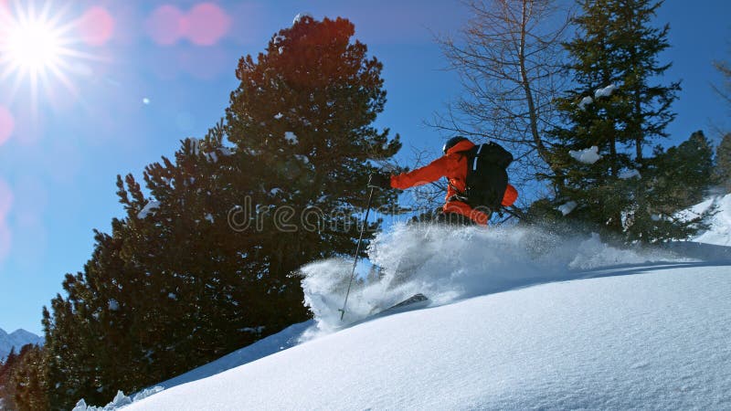 Freerider Skiing Off Piste in High Mountains Stock Photo - Image of ...