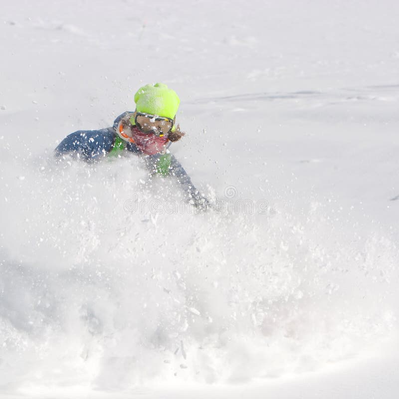 Freerider in a snow powder stock photo. Image of life - 18535056