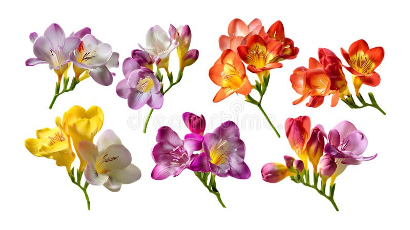 Freesia Flowers on Transparent Background Stock Illustration ...