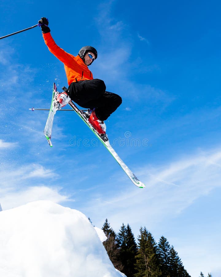 Freeskier in a jump stock image. Image of outdoors, highjump - 30955379