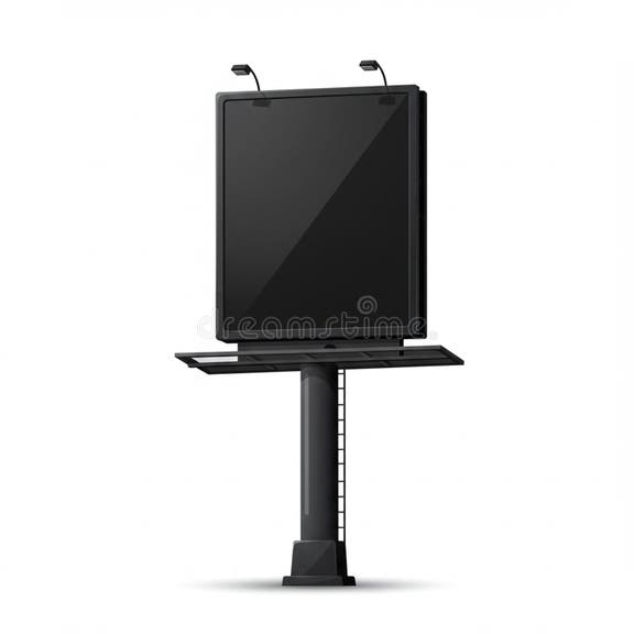 Freestanding Black Billboard with a Rectangular Screen, Supported by a ...