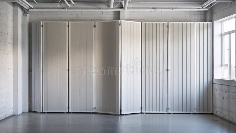 Freestanding Folding Wall Partition Closed, Plain Surface and Hinges ...