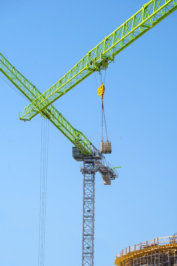 Freestanding Tower Crane on a Building Site Stock Photo - Image of ...