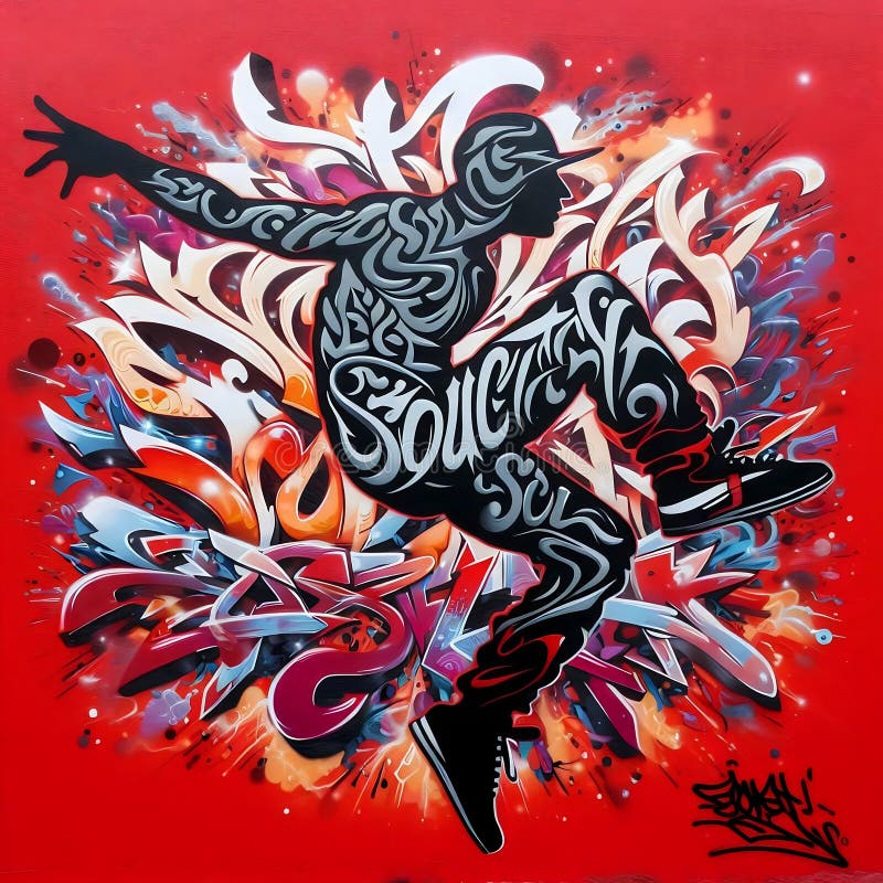 Freestyle Dancer Silhouette Graffiti Design Stock Illustration ...