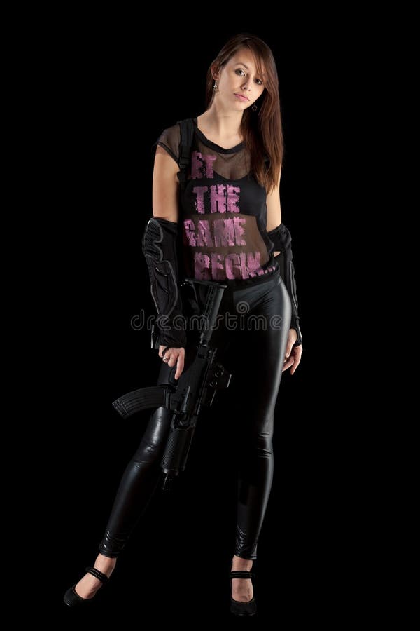 Freestyle Girl Posing with Guns Stock Image - Image of artistic ...