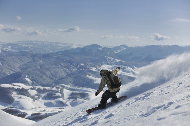 Freestyle Snowboarder Jump and Ride Stock Image - Image of snowboard ...