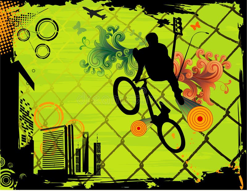 Freestyle Vector Composition Stock Vector - Illustration of fence, bike ...