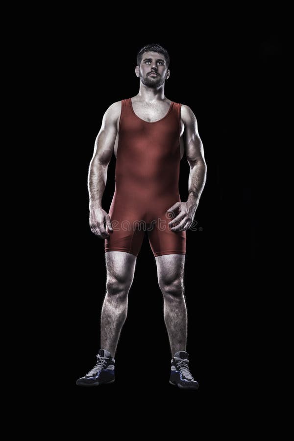 Young Freestyle Wrestler in Red Wrestling Uniform Training Stock Image ...